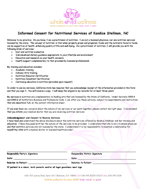 Fillable Online Nutritional Services Consent Form - Whole Child Fax ...