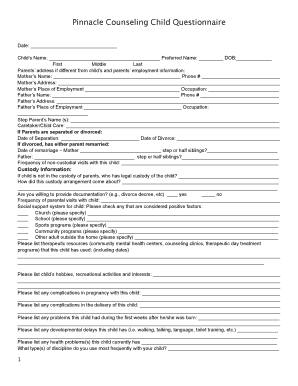 Fillable Online Child New Client Form Fax Email Print - pdfFiller