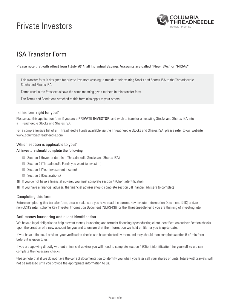 Fillable Online columbiathreadneedle co Private Investors - Columbia ...