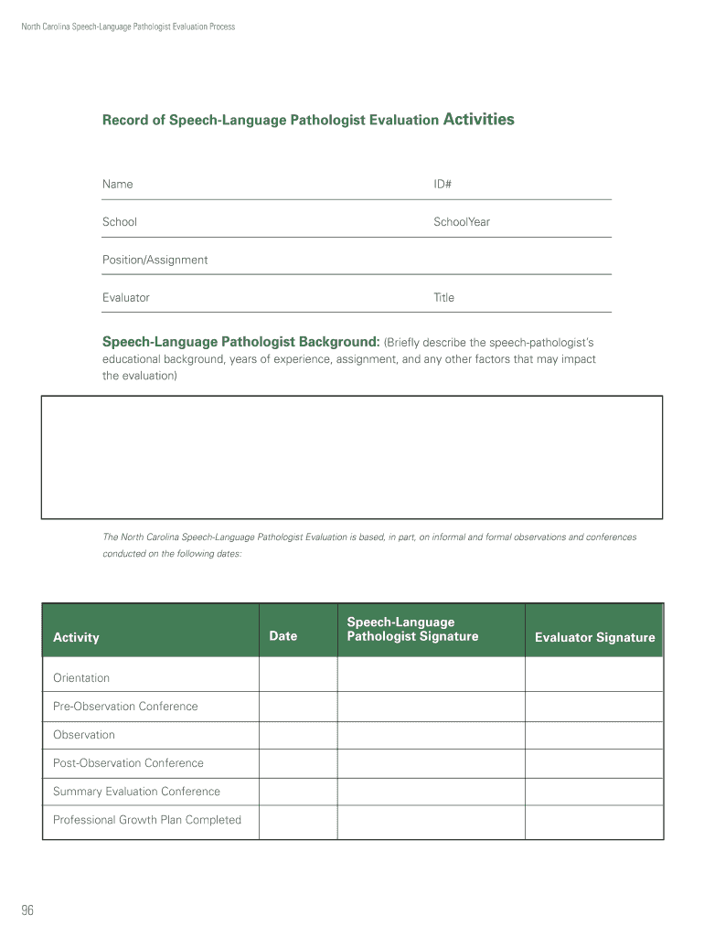 Fillable Online 96 Record of Speech-Language Pathologist Evaluation ...