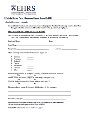 Fillable Online ehrs upenn Periodic Review Form - Hazardous Energy ...