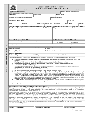 Fillable Online gsps Police Vulnerable Sector Check form - English ...