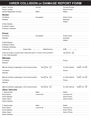Fillable Online VHI Hirer Collision or Damage Report Form Frontai - Car ...