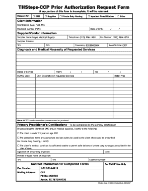 Fillable Online Medicaid CCP Prior Auth Form - Hope Medical Supply Fax Email Print - pdfFiller