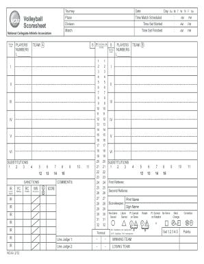 Volleyball Score Sheet Forms and Templates - Fillable & Printable ...