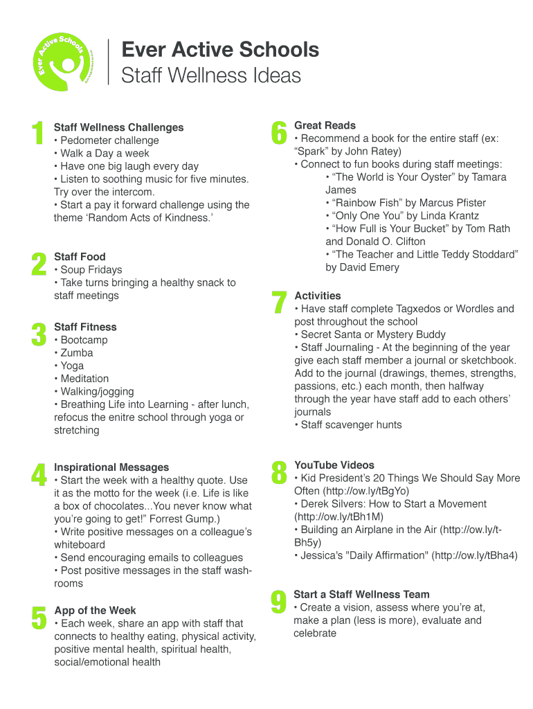 Fillable Online 121 Employee Wellness Program Ideas Your Team Will Love ...