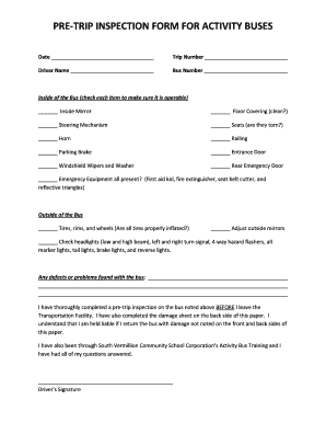 Fillable Online svcs k12 in PRE-TRIP INSPECTION FORM FOR ACTIVITY BUSES ...