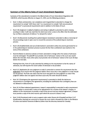 Fillable Online Summary of the amendments included in the Alberta Rules ...