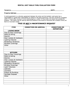 Fillable Online Walk Through Evaluation - Rent Me Florida Fax Email ...