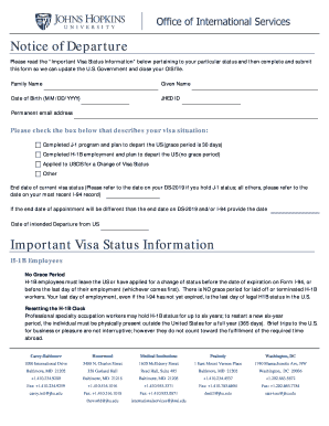 Fillable Online Notice of Departure Form Fax Email Print - pdfFiller