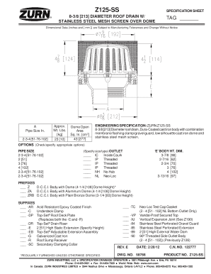 Fillable Online zurn eriepa Z125-SS - Hy-Tech Roof Drains Fax Email ...