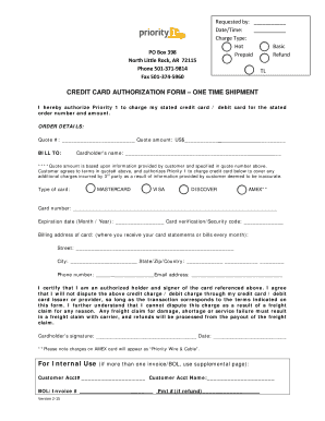 Fillable Online CREDIT CARD AUTHORIZATION FORM ONE TIME - Priority1 Inc ...