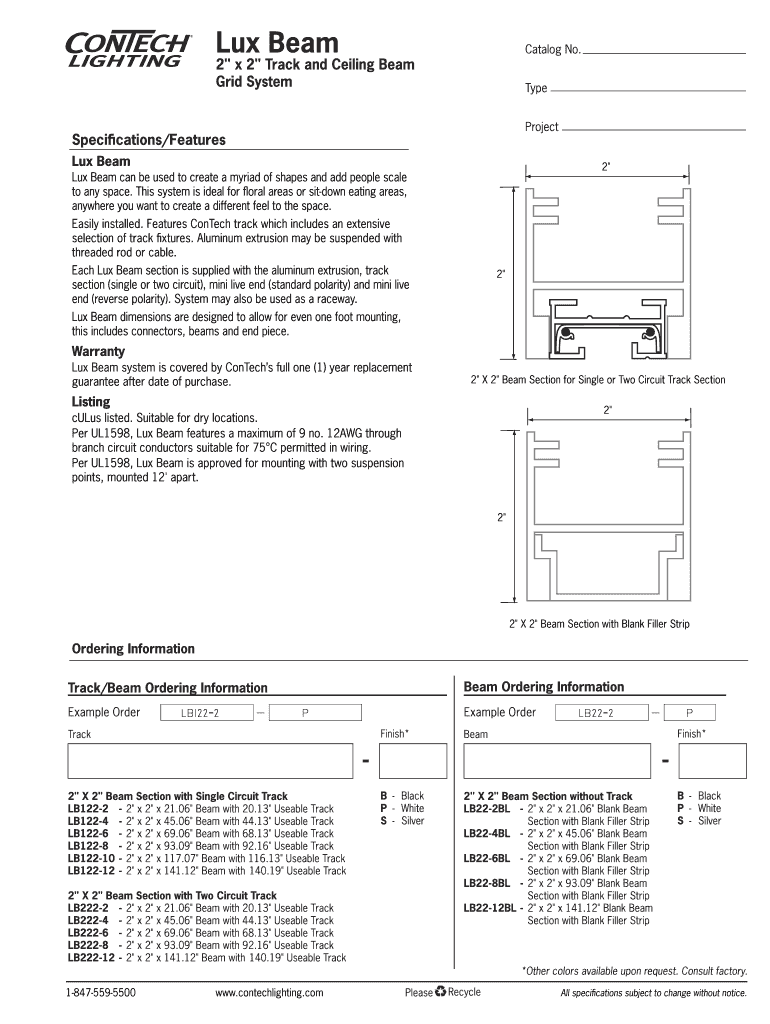 Fillable Online Lux Beam - ConTech Lighting Fax Email Print - pdfFiller