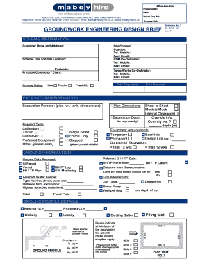 Fillable Online mabeyhire co Groundwork Form PDF - Mabey Hire Fax Email ...