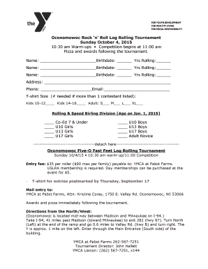 Fillable Online Oconomowoc Rock n Roll Log Rolling Tournament Fax Email Print - pdfFiller