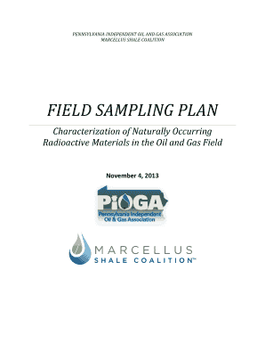 Fillable Online marcelluscoalition FIELD SAMPLING PLAN Characterization ...