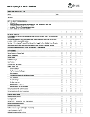 Fillable Online Med Surg Skills Checklistdocx Fax Email Print - pdfFiller