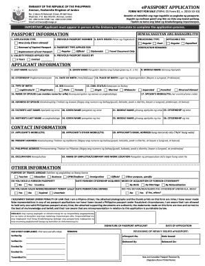 Fillable Online EPASSPORT APPLICATION PASSPORT INFORMATION Fax Email ...