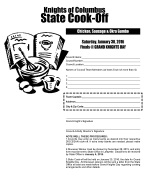 Fillable Online louisianakc State Gumbo Cook-off Information amp Entry ...