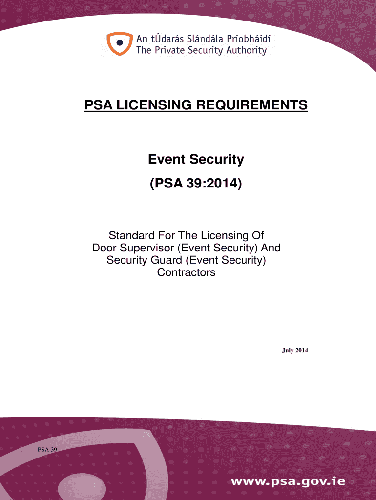 Fillable Online PSA LICENSING REQUIREMENTS Event Security - The Private ...