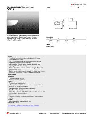 Fillable Online SPI SPECIFICATION SHEET ECHO ROUND 5 Fax Email Print ...