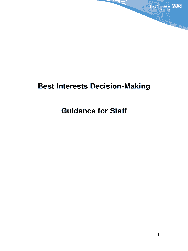 Fillable Online Best interests decision making - East Cheshire NHS ...