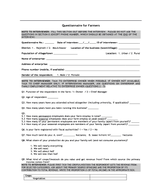 Fillable Online Questionnaire for Farmers Fax Email Print - pdfFiller