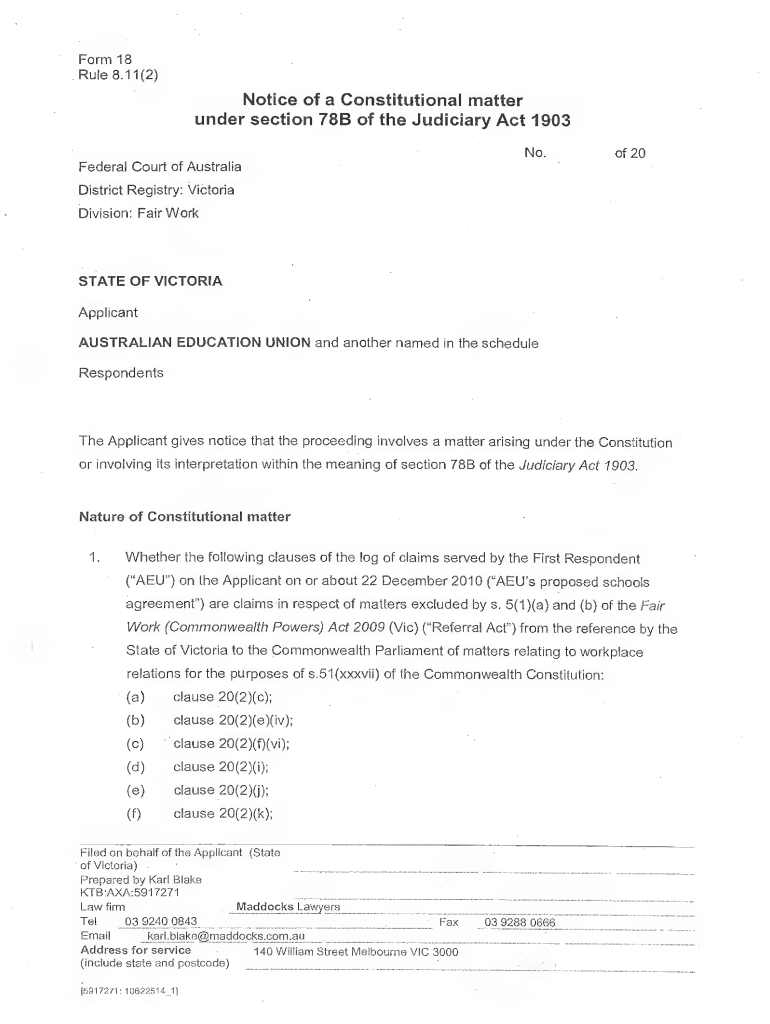 Notice of a Constitutional matter under section bb - Thomson Reuters ...