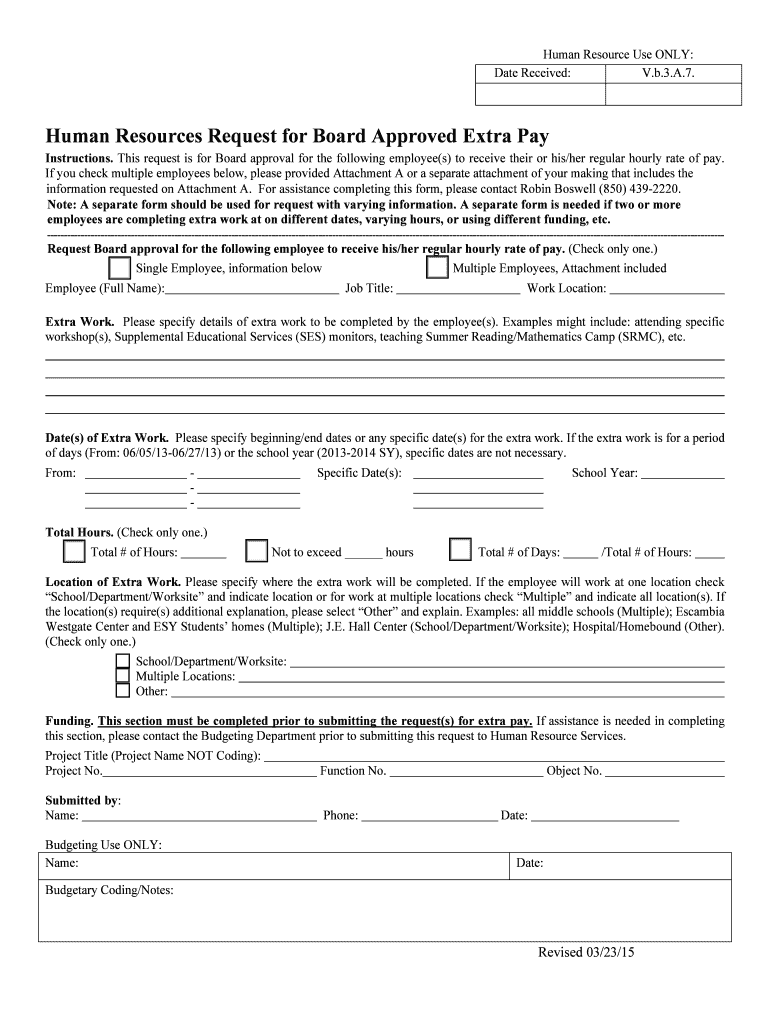 Fillable Online www1 escambia k12 fl Human Resources Request for Board ...