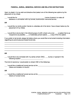 Fillable Online Funeral Burial Memorial Service and Related ...