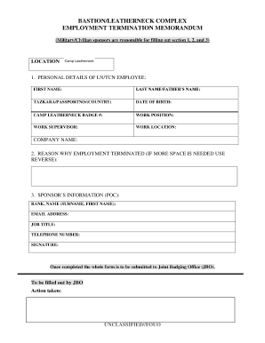 Fillable Online rs nato Employee Termination Memo Fax Email Print ...