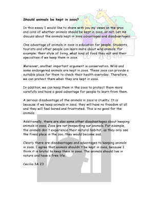 Fillable Online Should animals be kept in zoos Fax Email Print - pdfFiller