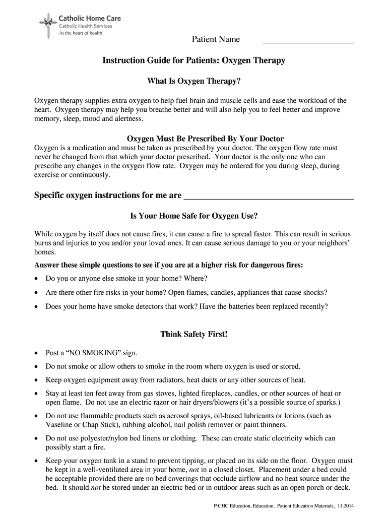 Fillable Online Instruction Guide for Patients: Oxygen Therapy Fax ...