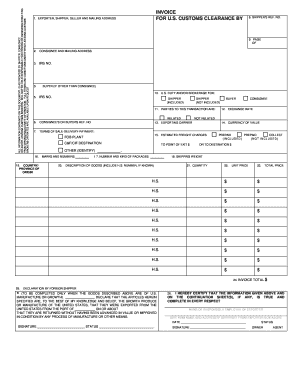 Fillable Online US Customs Invoice - Arizona Customs Brokers Fax Email ...
