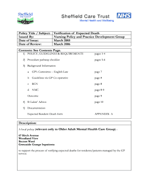 Fillable Online shsc nhs Verification of Expected Death of Resident ...