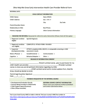 Ohio Help Me Grow Early Intervention Health Care - Ohio AAP - Fill and ...