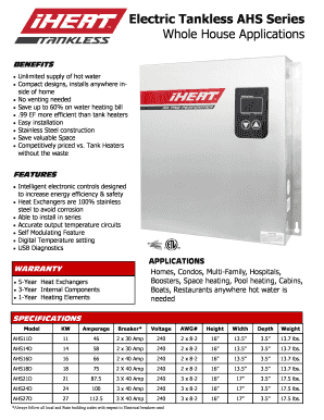 Fillable Online Electric Tankless AHS Series Fax Email Print - pdfFiller