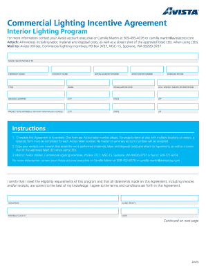 Fillable Online Interior Lighting Conversions Rebate - Avista Utilities ...