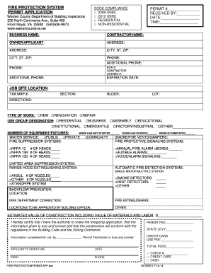Fillable Online warrencountyva Fire protection system permit ...