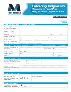 Fillable Online Western Australia - Mendelsons Lawyers Fax Email Print - pdfFiller