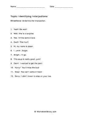 Interjections Worksheets With Answers Pdf - Fill Online, Printable ...