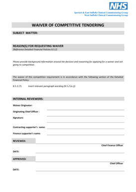 Tender Waiver Form - West Suffolk Clinical Commissioning Group ...