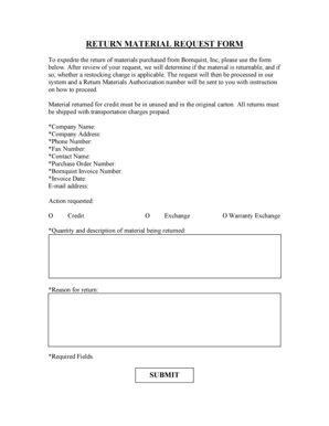 Fillable Online Section 10 RETURN MATERIAL REQUEST FORM Fax Email Print ...