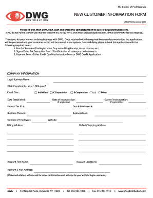 Fillable Online NEW CUSTOMER INFORMATION FORM - DWG Fax Email Print ...