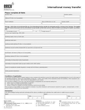 Fillable Online International money transfer - EECU Fax Email Print - pdfFiller