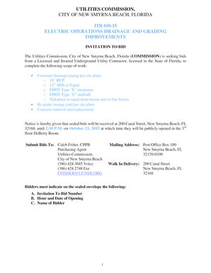 Fillable Online ucnsb ITB 10-15 Elect Ops Drainage and Grading ...