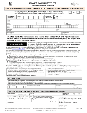 Fillable Online Application for Assignment Extension or Exam Deferral ...