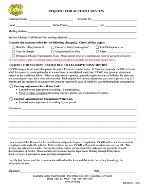 Fillable Online web cvwd Request for account review - Home - Coachella ...