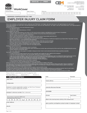 Fillable Online EMPLOYER INJURY CLAIM FORM - Club Employers Mutual Fax ...