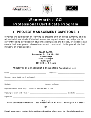 Fillable Online PROJECT MANAGEMENT CAPSTONE Fax Email Print - pdfFiller
